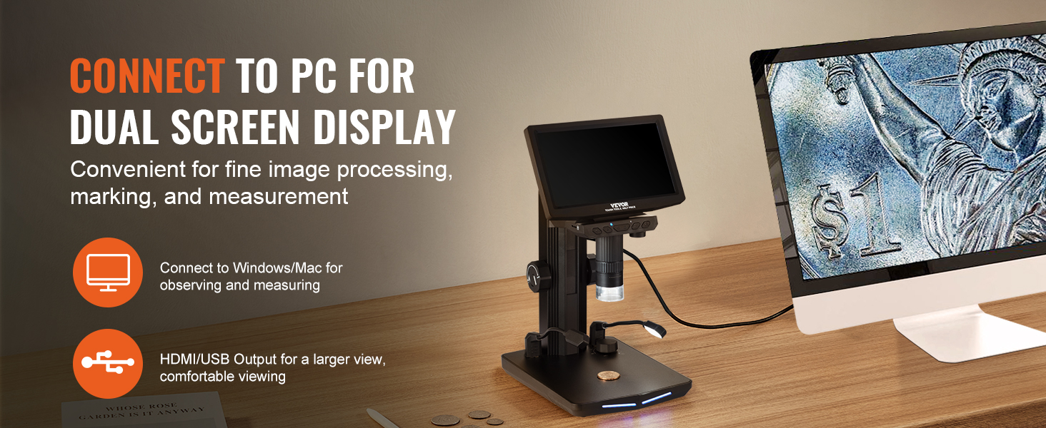 VEVOR 7" HDMI LCD Digital Microscope for Adults, Soldering Electron ...