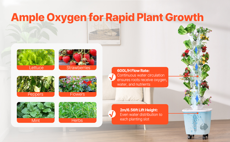 Hydroponic Growing System with Wheel 50 Pods Indoor Hydroponic Tower ...