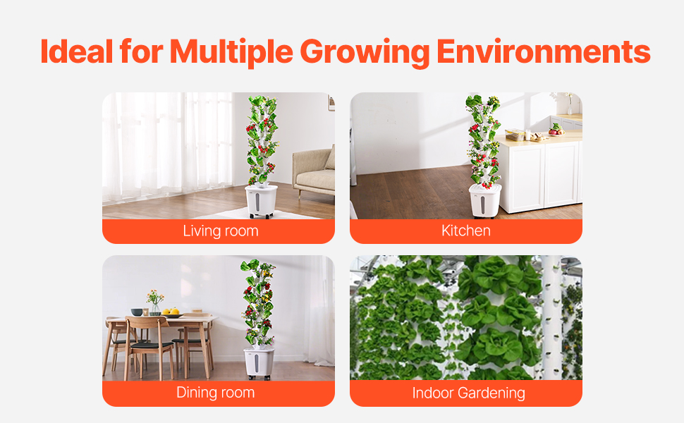 VEVOR Hydroponic Growing System with Wheel 50 Pods Hydroponic Tower ...