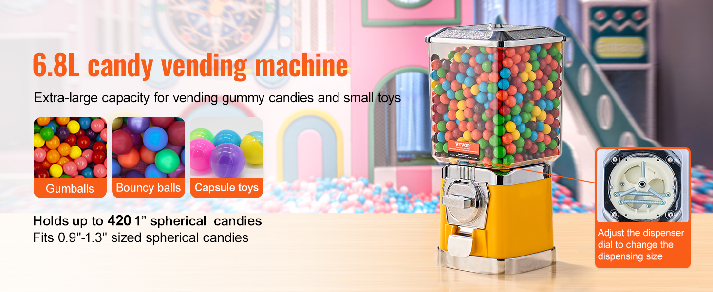 VEVOR 17"H Gumball Machine Vending Coin Bank Vintage Candy Dispenser PC ...