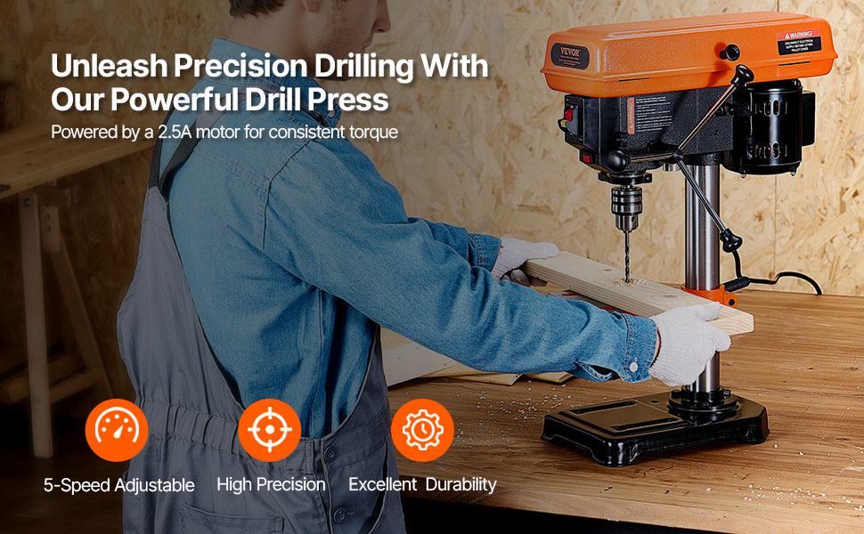 VEVOR 203.2 mm Benchtop Drill Press Tabletop Drilling Machine 550-2500 ...