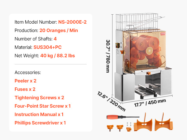 VEVOR Commercial Orange Juicer Machine, 120W Automatic Juice Extractor ...