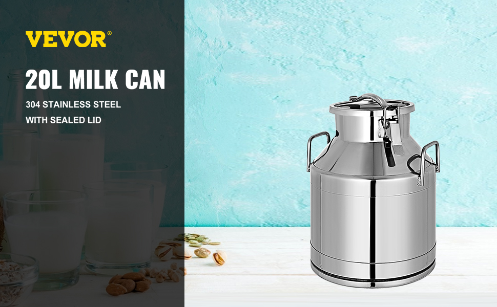 VEVOR 304 Stainless Steel Milk Can 20 Liter Milk Bucket Wine Pail ...