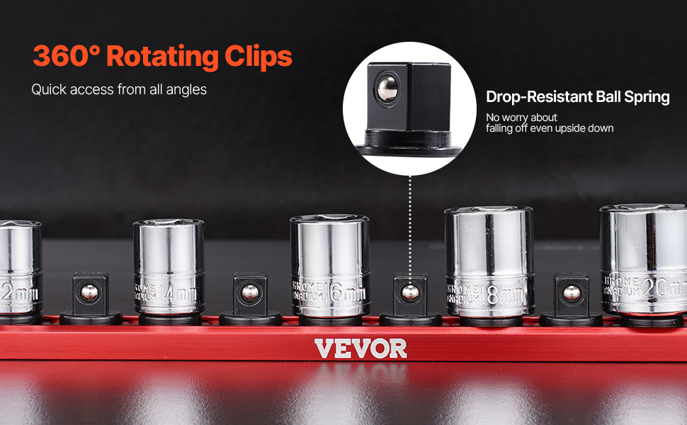 VEVOR Socket Organizer Rail Set 3PCS Aluminum Socket Organizers with 40 ...