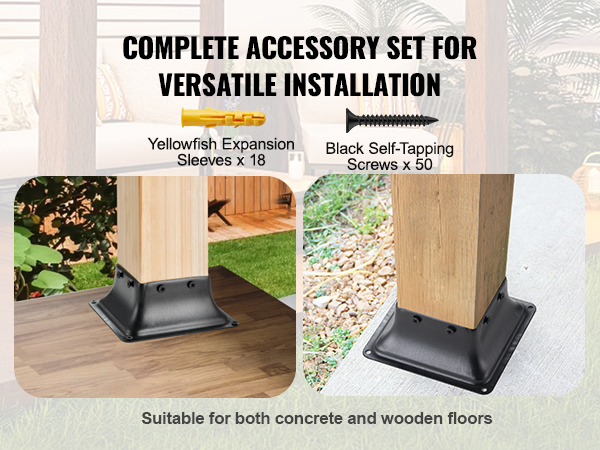 VEVOR 4x4 Post Base 4Pcs, Internal 3.6"x3.6" Heavy Duty Powder-Coated ...