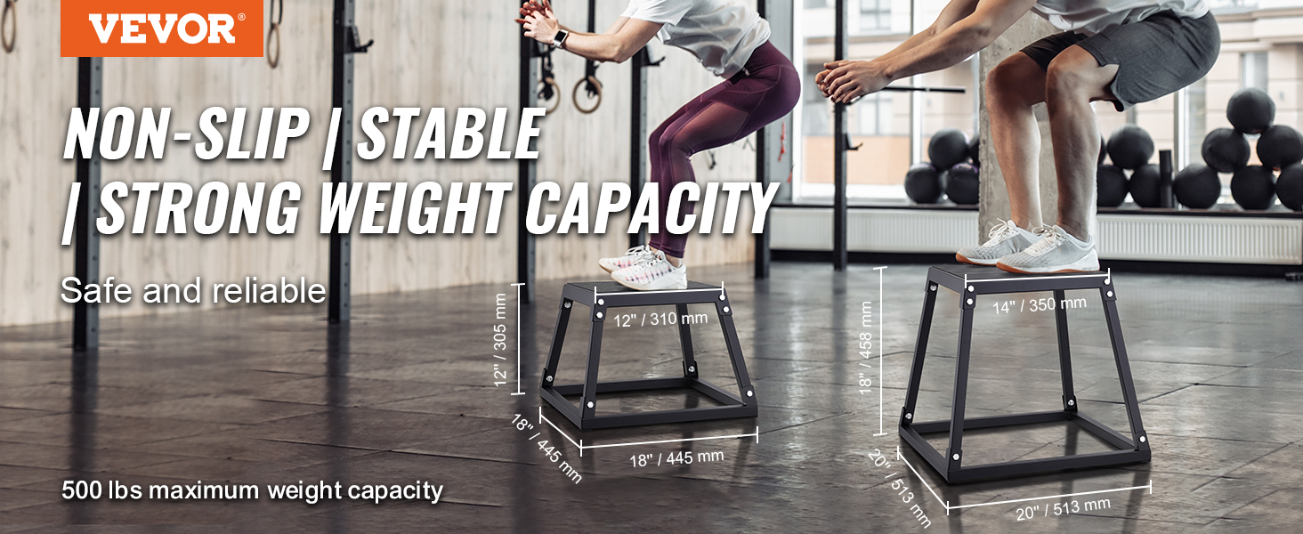 VEVOR Plyometric Jump Box, 12 Inch Plyo Box, Steel Plyometric Platform ...