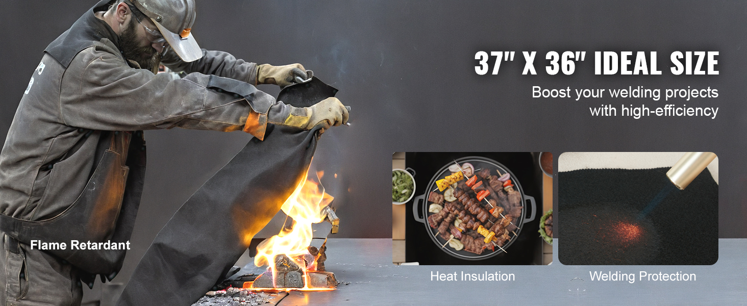 VEVOR Carbon Felt Welding Blanket 4 Pack, 37" x 36" Flame Retardant ...