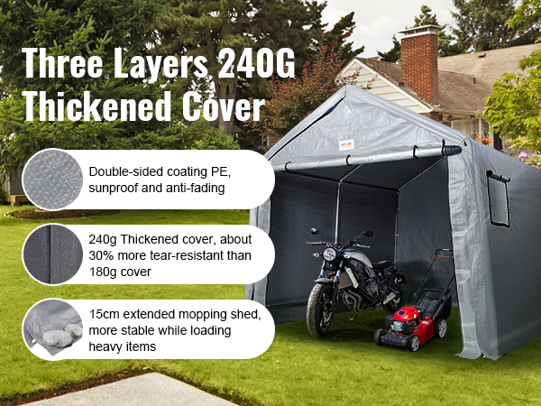 VEVOR Portable Shed Outdoor Storage Shelter, 10 x 10 x 8.5 ft Heavy ...