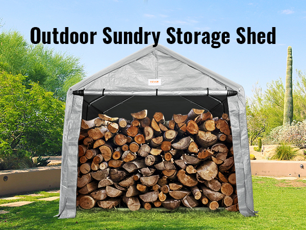 VEVOR Portable Shed Outdoor Storage Shelter, 10 x 10 x 8.5 ft Heavy ...