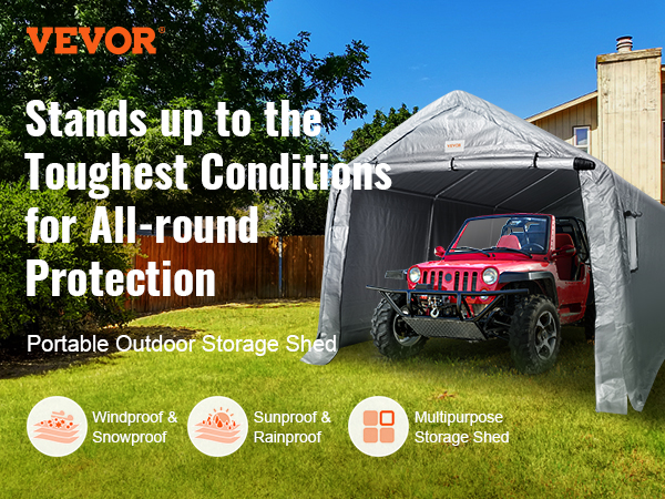 VEVOR Portable Storage Shelter Garage Storage Shed 10 x 15 x 8 ft ...