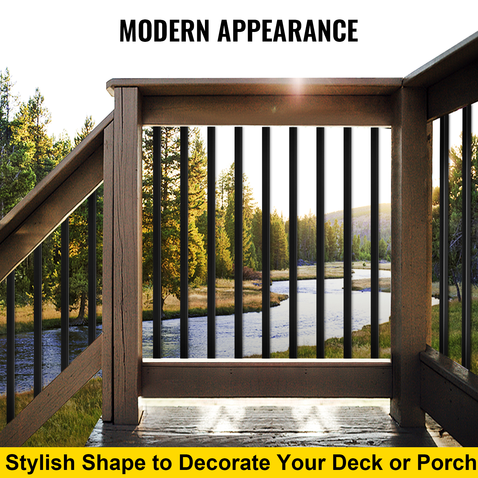VEVOR Deck Balusters, 16 Pack Metal Deck Spindles, 44"x0.5" Staircase ...