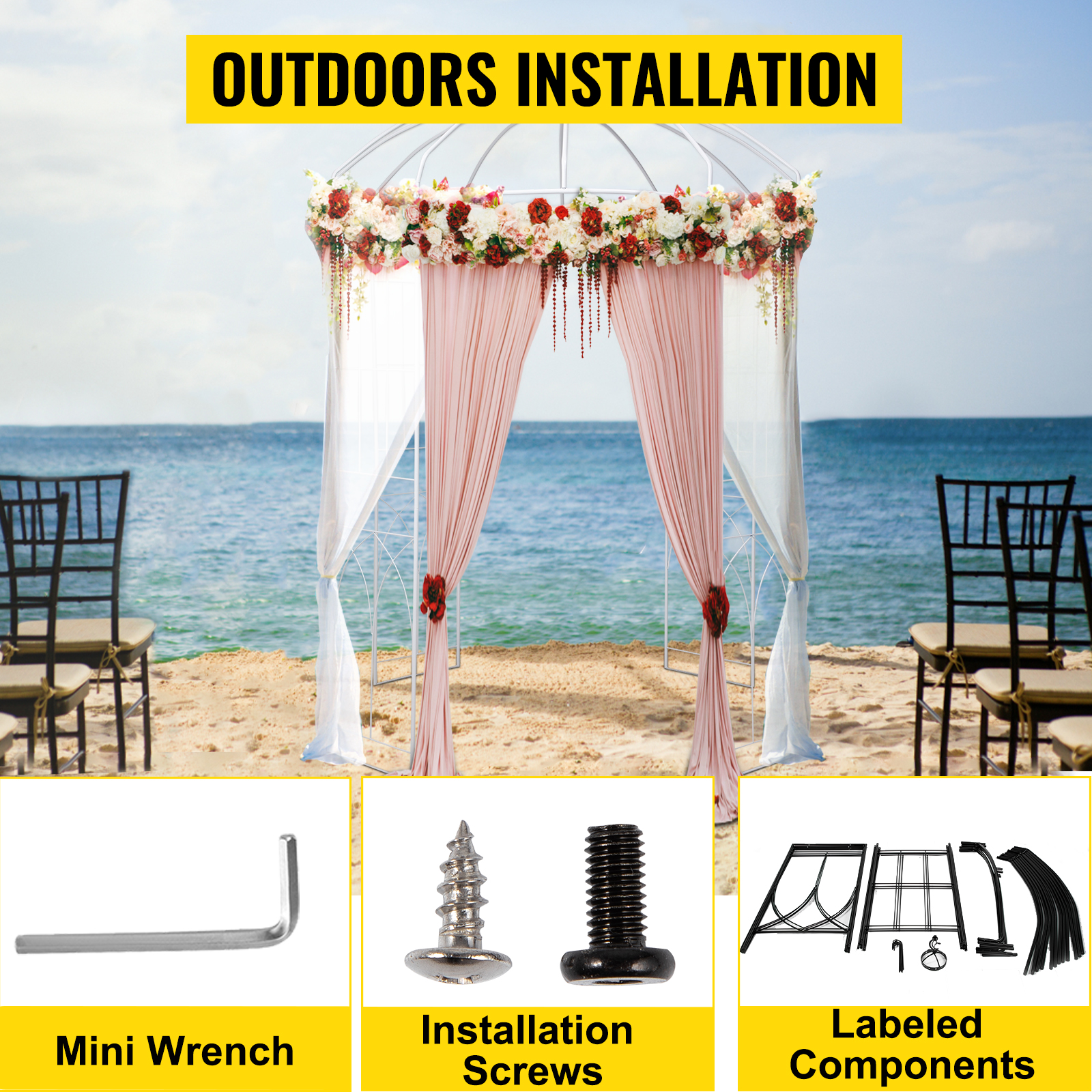 VEVOR Birdcage Shape Garden Arbor, 9' High x 6.6' Wide, Heavy Duty ...