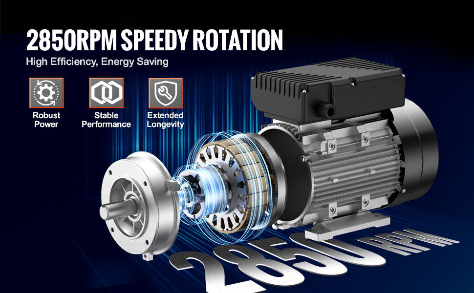 VEVOR 0.75KW Electric Motor 2850 rpm, AC 220~240V 5.15A, 80, B34 Frame ...