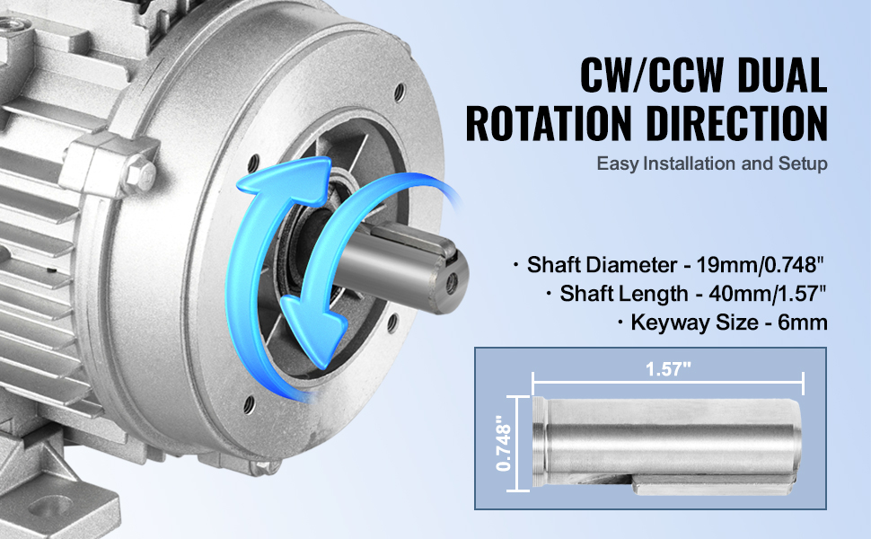 VEVOR 0.75KW Electric Motor 2850 rpm, AC 220~240V 5.15A, 80, B34 Frame ...
