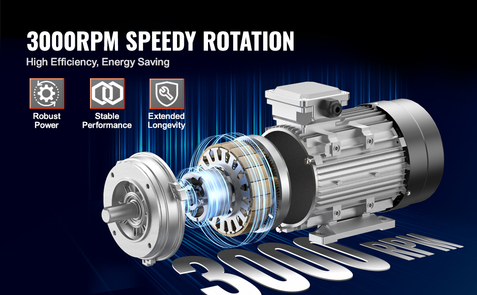 VEVOR 1.5KW Electric Motor 3000 rpm, AC 230V/400V 9.5A/3.5A, 90L, B3 ...