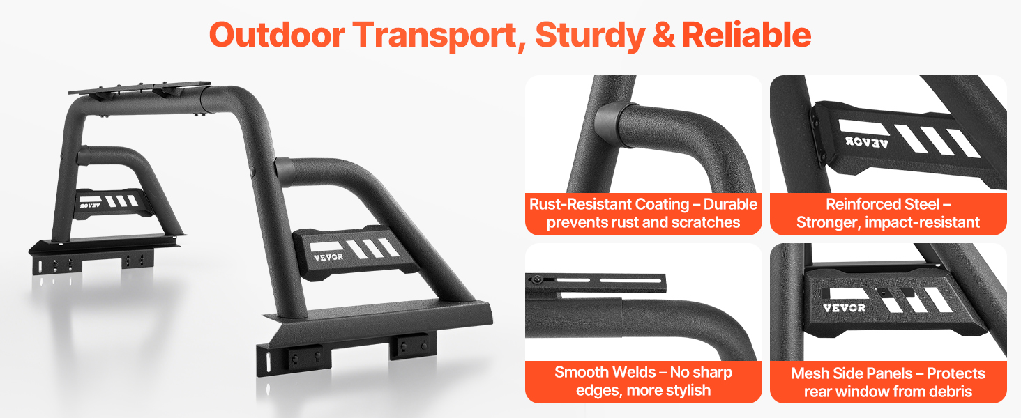 Truck Bed Roll Bar Universal Chase Rack for Mid-Size Pickup Carbon ...