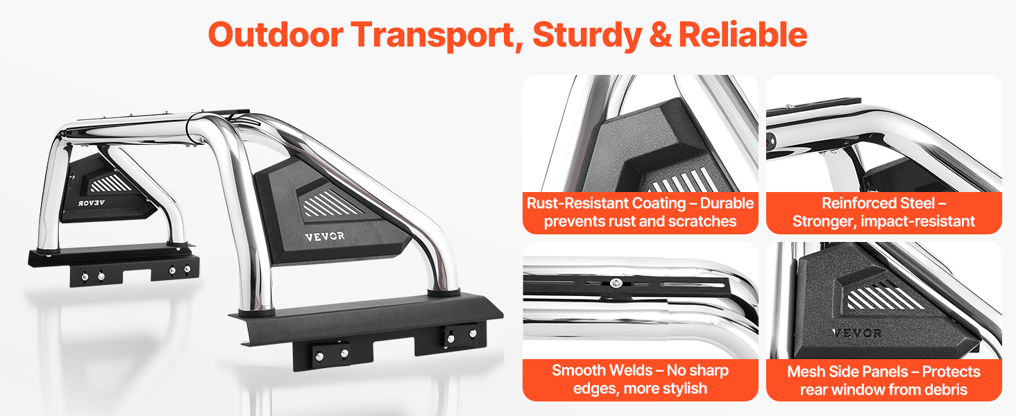 Truck Bed Roll Bar Chase Rack for Full-Size&Mid-Size Pickup Carbon ...