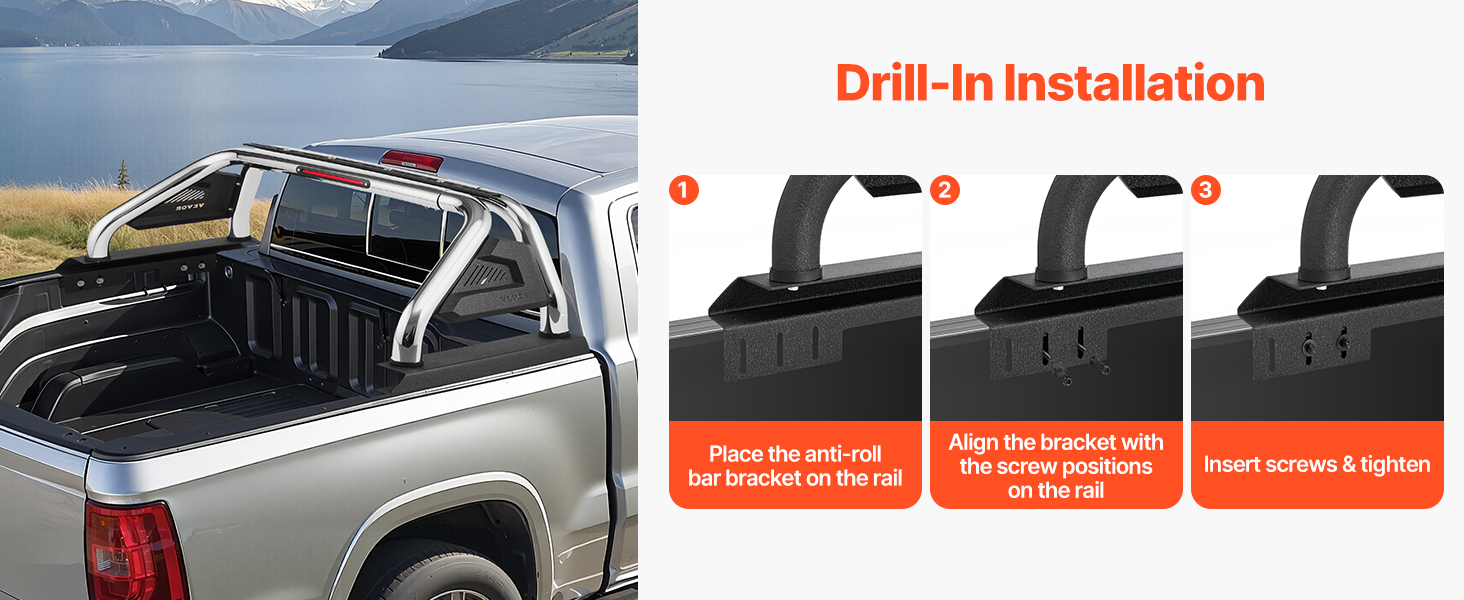 Truck Bed Roll Bar Chase Rack for Full-Size&Mid-Size Pickup Carbon ...