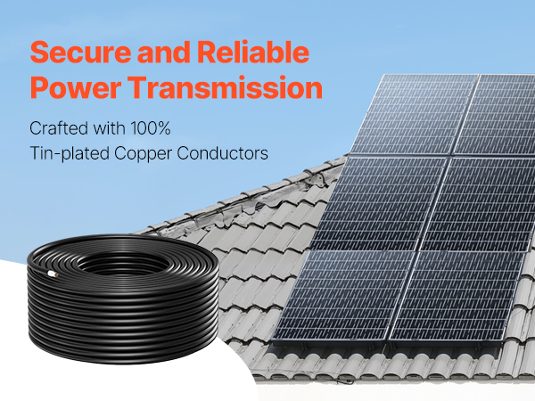 100FT Solar Panel Extension Cable 10AWG Waterproof PV 6mm² Cable Black ...