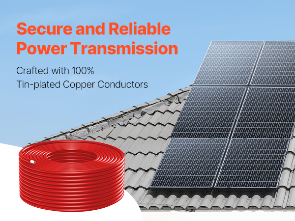 100FT Solar Panel Extension Cable 10AWG Waterproof PV 6mm² Cable Red ...