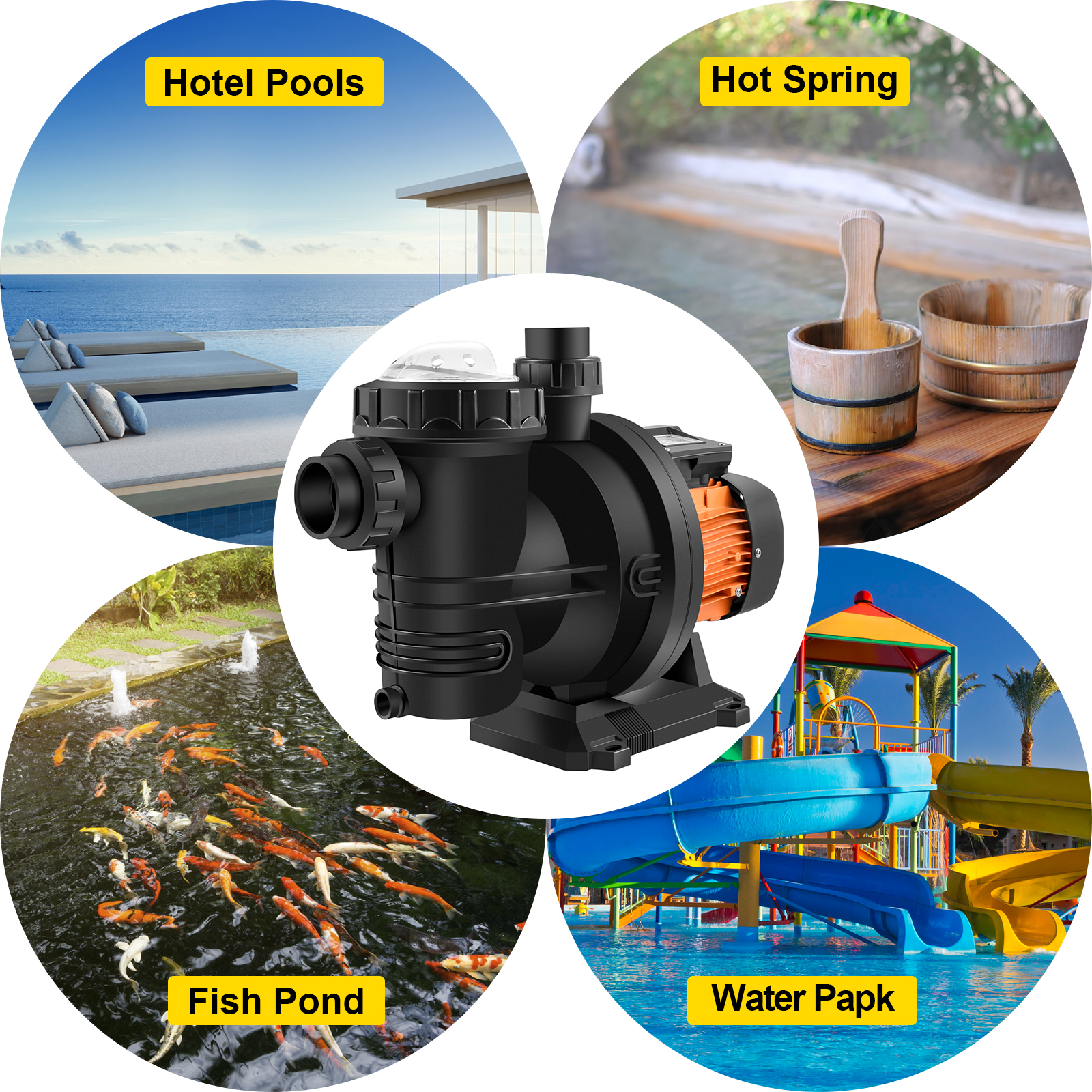 VEVOR Pool Pump Swimming Pool Pump 72V DC/1200W Solar Water Pump 62 FT ...