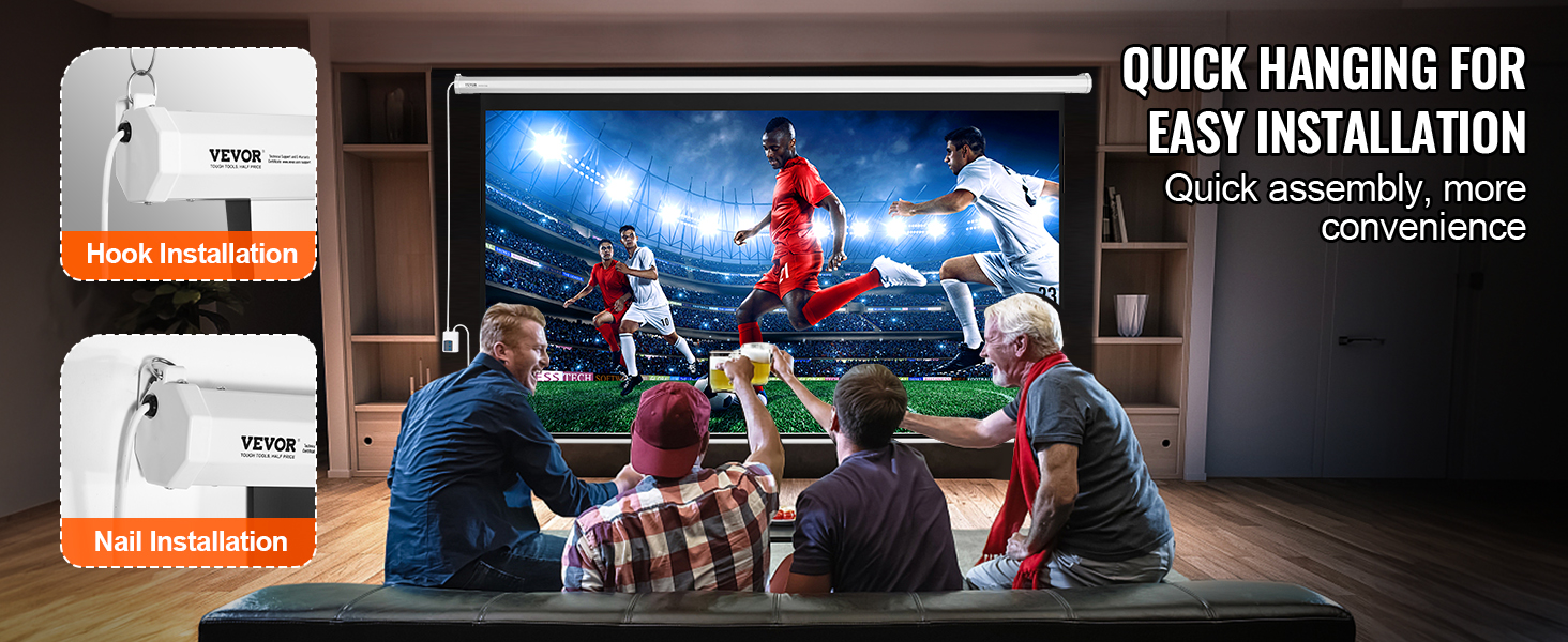 VEVOR Motorized Projector Screen, 120 inch 16:9 4K 1080 HD Electric ...