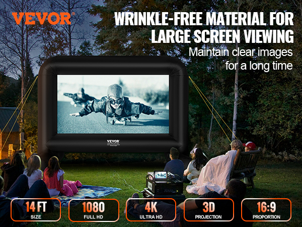 VEVOR Inflatable Movie Screen, 14 FT Inflatable Projector Screen for ...