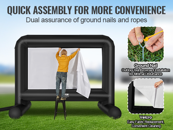 VEVOR Inflatable Movie Screen, 16 FT（192inch） Inflatable Projector ...