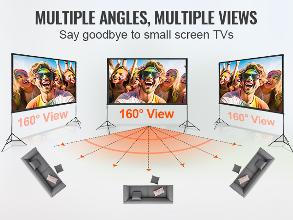 VEVOR Projector Screen with Stand, 120 inch 16:9 4K 1080 HD Outdoor ...