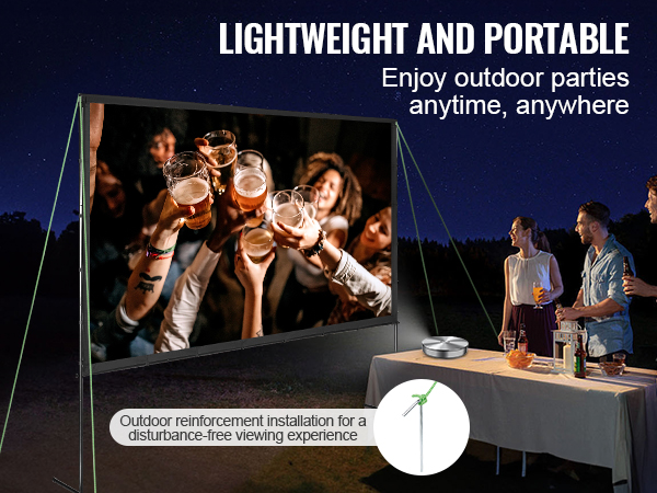 VEVOR Projector Screen with Stand, 120 inch 16:9 4K 1080 HD Outdoor ...