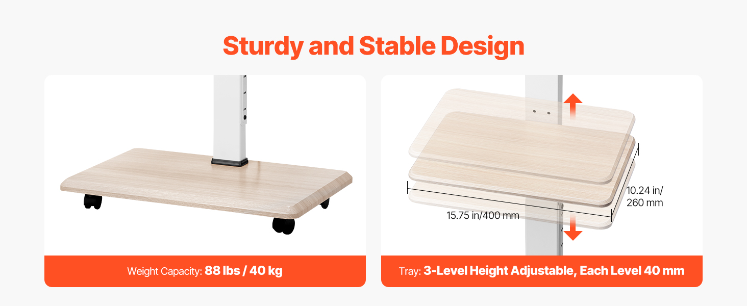 VEVOR Rolling TV Stand Mobile TV Cart Holds Up to 88 lbs for 32-70 Inch ...