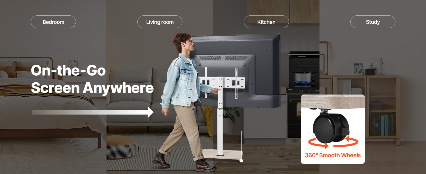VEVOR Rolling TV Stand Mobile TV Cart Holds Up to 45 kg for 32-70 Inch ...