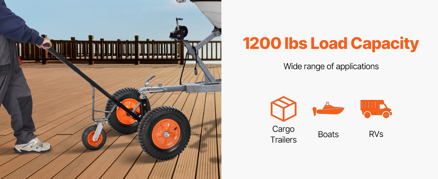 VEVOR 544kg Trailer Dolly 18 and 22 in Adjustable Height 2 in Ball 15.2 ...