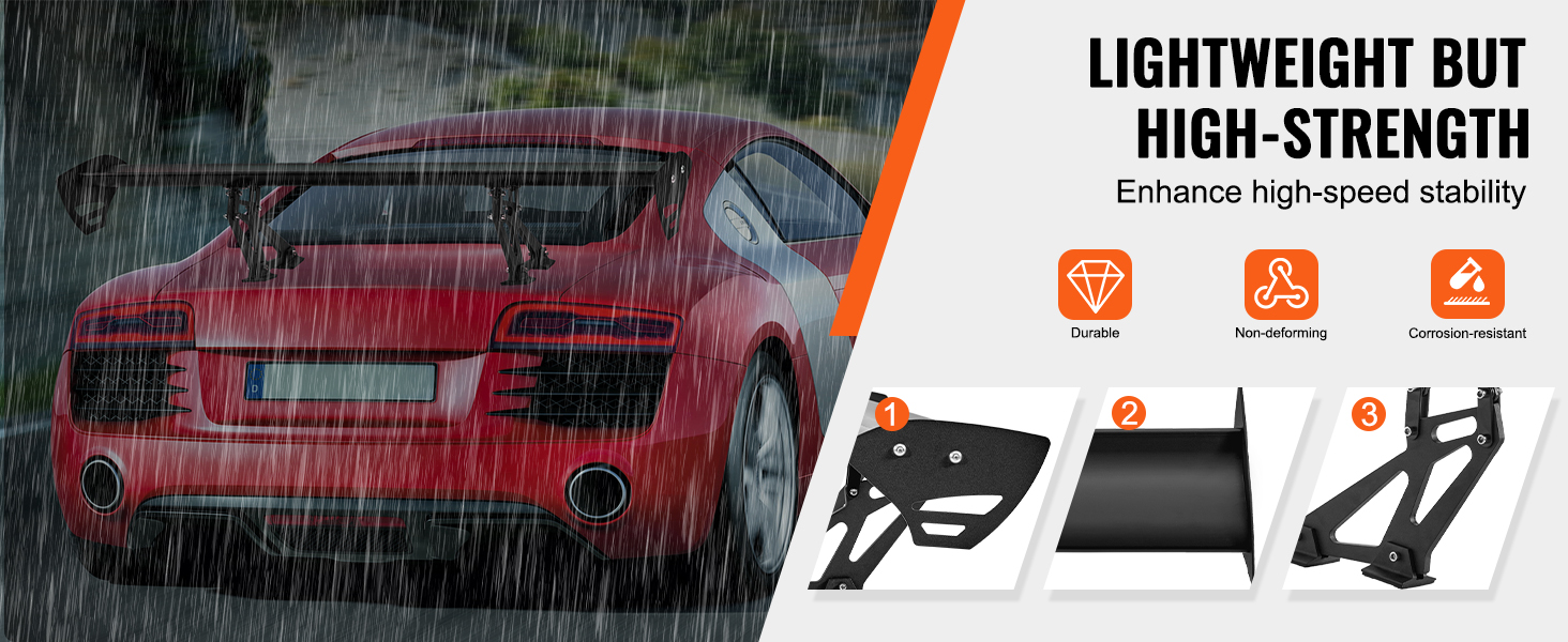 VEVOR GT Wing Car Spoiler, 43.3 inch Universal Spoiler with Single Deck ...