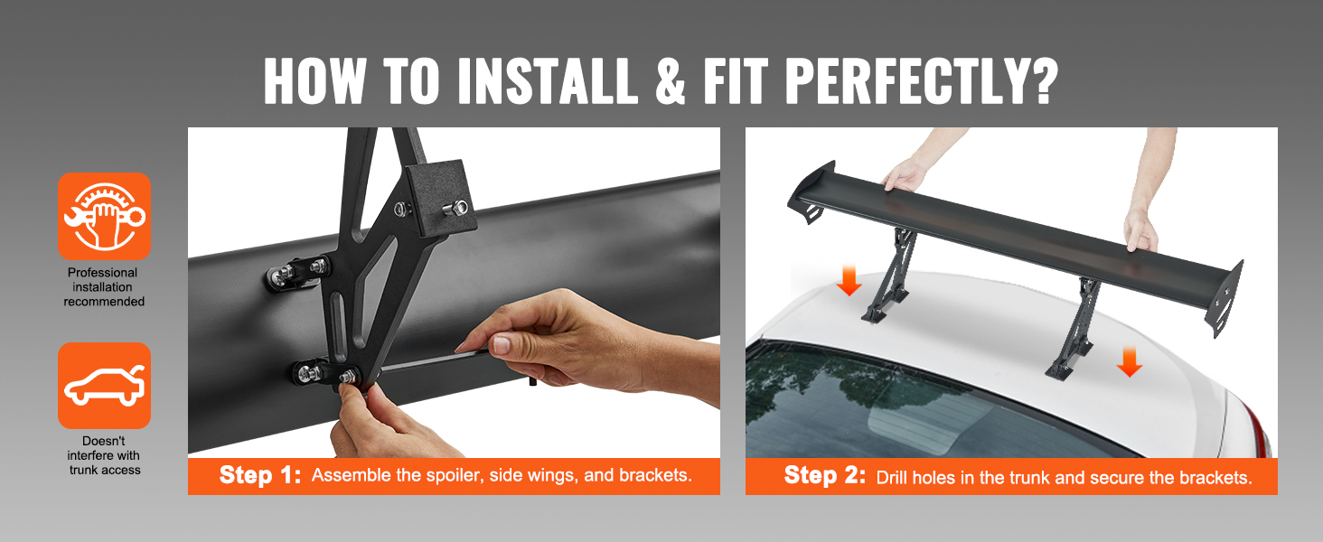 VEVOR GT Wing Car Spoiler, 43.3 inch Universal Spoiler with Single Deck ...