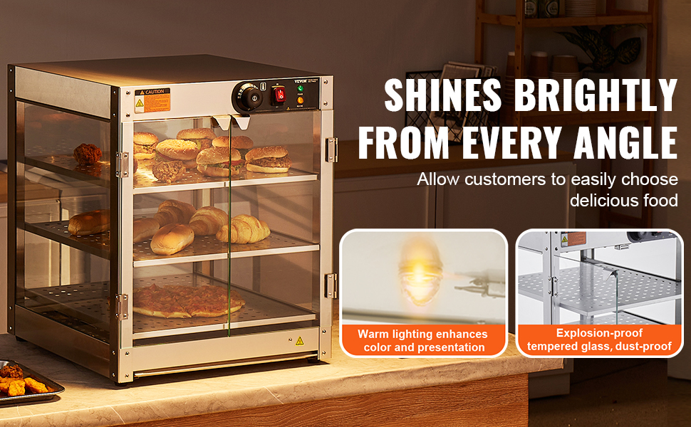 VEVOR 3-Tier Commercial Food Warmer Display Countertop Pizza Cabinet ...