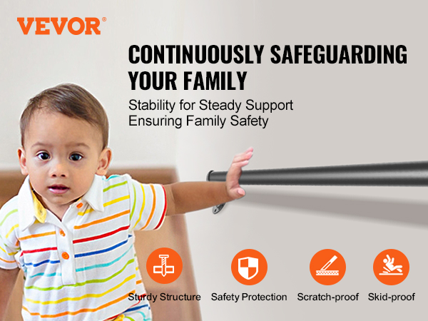 VEVOR Pipe Stair Handrail, 3FT Staircase Handrail, 440LBS Load Capacity ...