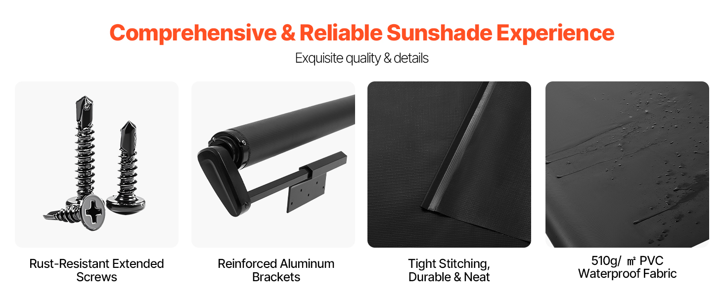 1" to 13' Awning Fabric Replacement Black Slide Topper Awning for RVs ...