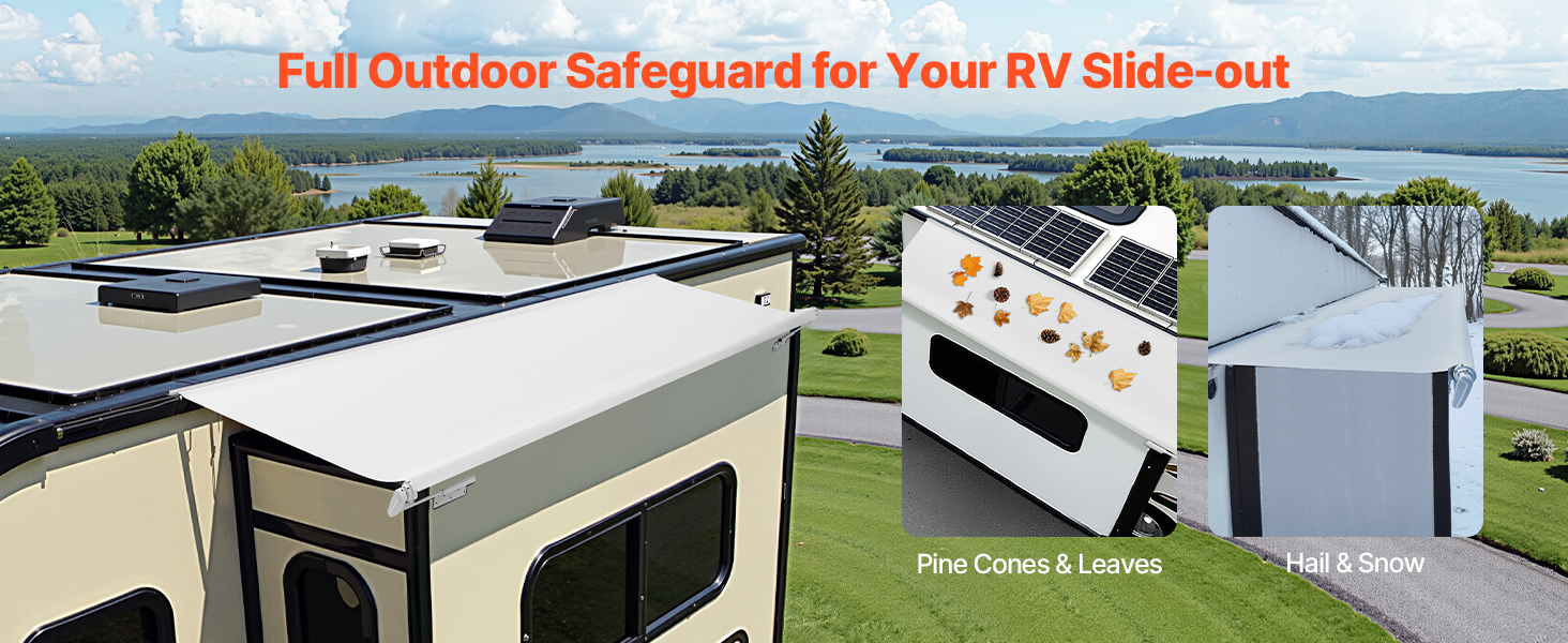 1" to 13' Awning Fabric Replacement White Slide Topper Awning for RVs ...