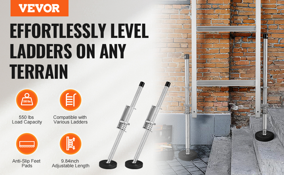 VEVOR 20 inch Ladder Levler Steel 550lbs Load Leveling Tool Uneven ...