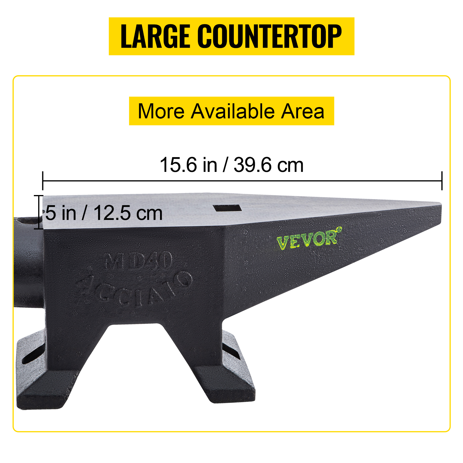VEVOR Cast Iron Anvil, 88 Lbs(40kg) Single Horn Anvil with Large ...