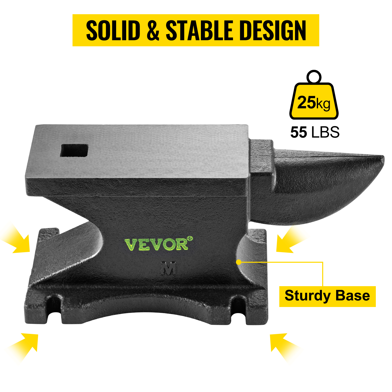 VEVOR Cast Iron Anvil, 55 Lbs(25kg) Single Horn Anvil with 8.6 x 4.1 ...