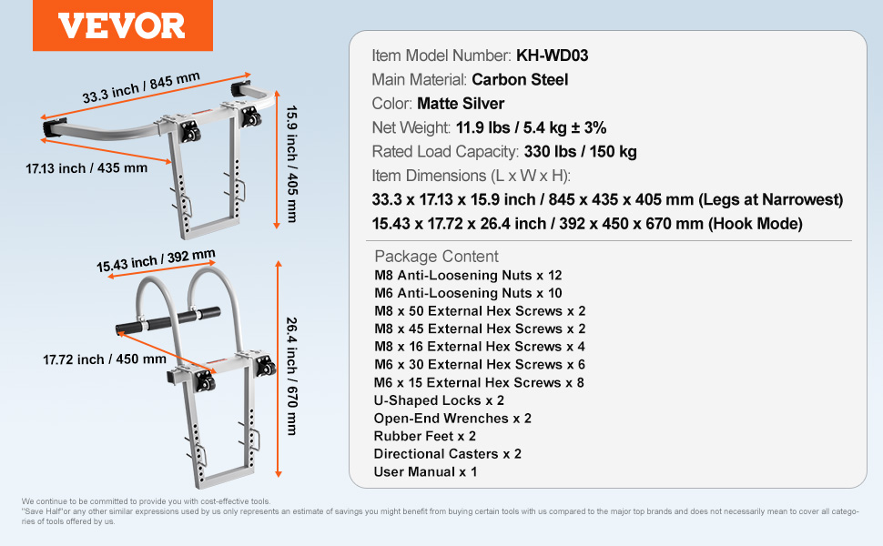 VEVOR 2 in 1 Ladder Stabilizer Extension Wall Standoff Hook Roof Ridge ...