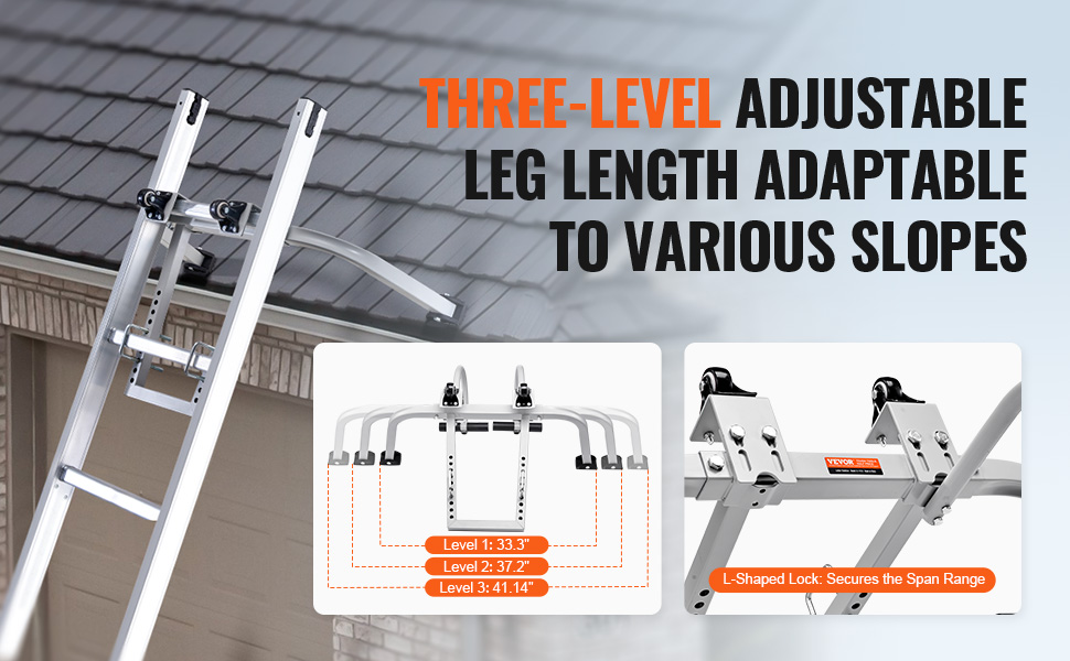 VEVOR 2 in 1 Ladder Stabilizer Extension Wall Standoff Hook Roof Ridge ...