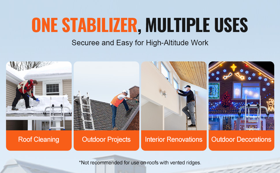 VEVOR 2 in 1 Ladder Stabilizer Extension Wall Standoff Hook Roof Ridge ...
