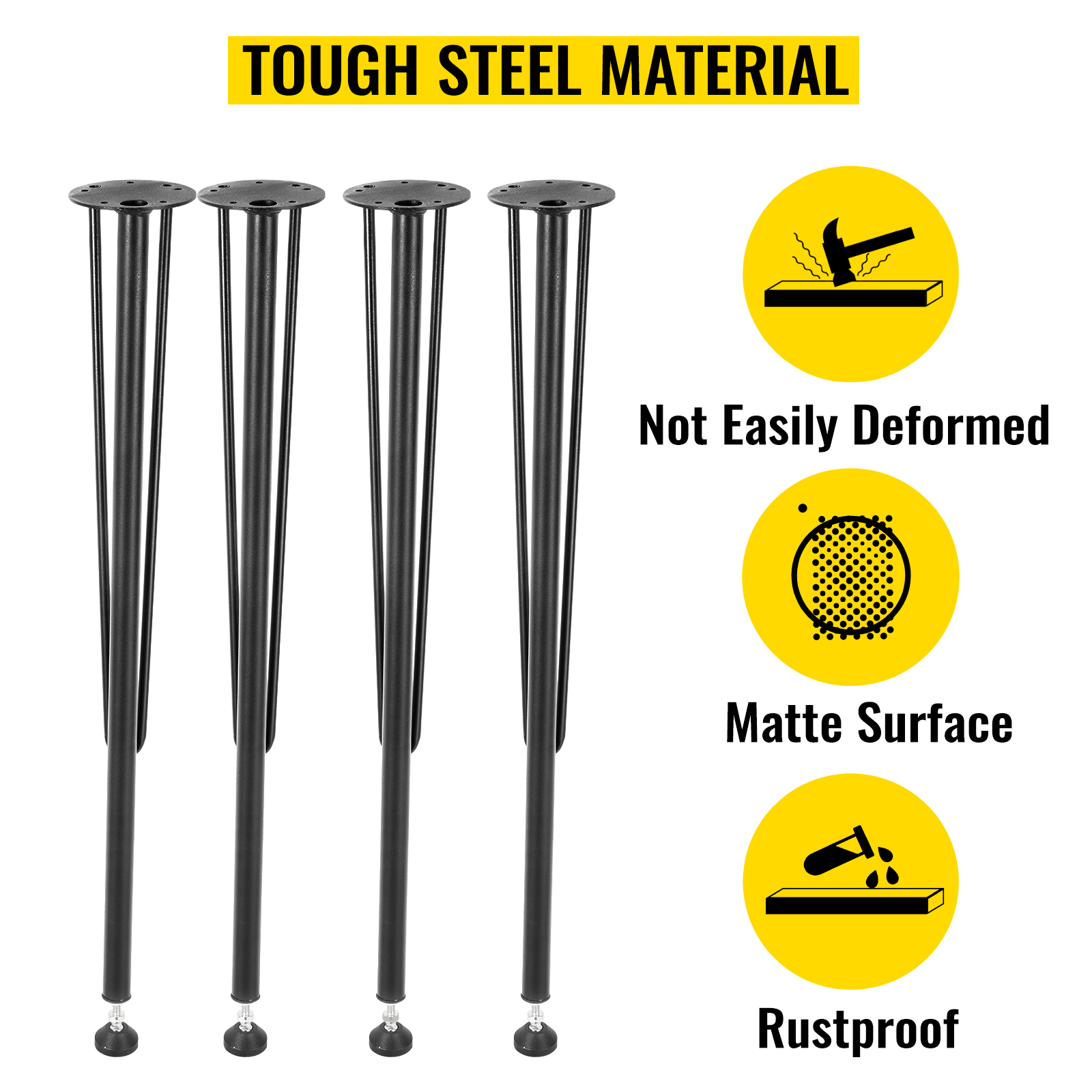 VEVOR Hairpin Metal Table Legs 28 Inch Desk Legs Set of 4 Heavy Duty ...