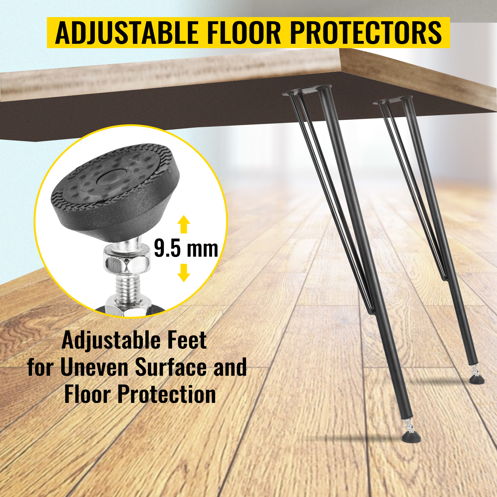 VEVOR Hairpin Metal Table Legs 28 Inch Desk Legs Set of 4 Heavy Duty ...