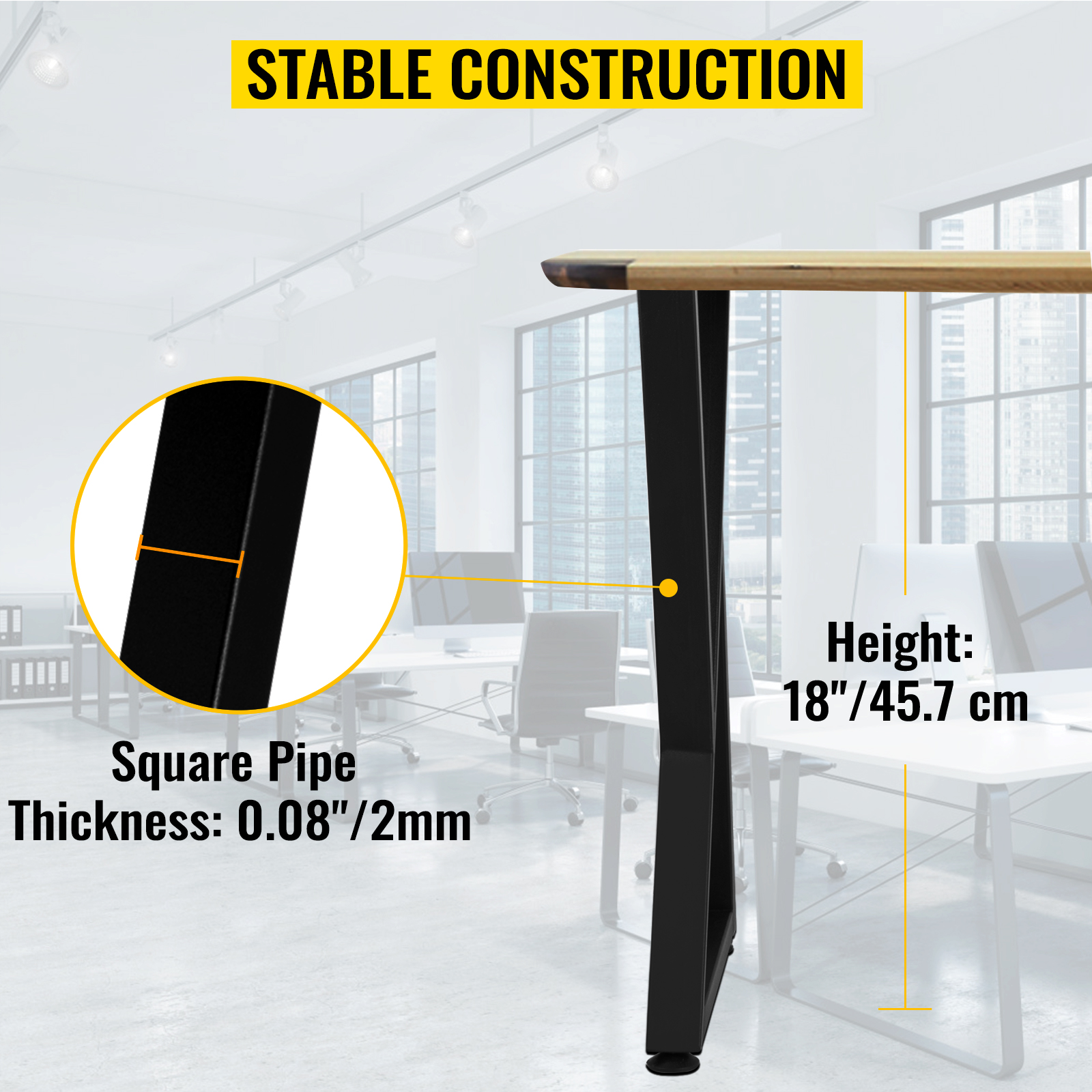 VEVOR Metal Table Legs, 28x18 inch Desk Legs, Set of 2, Heavy Duty ...