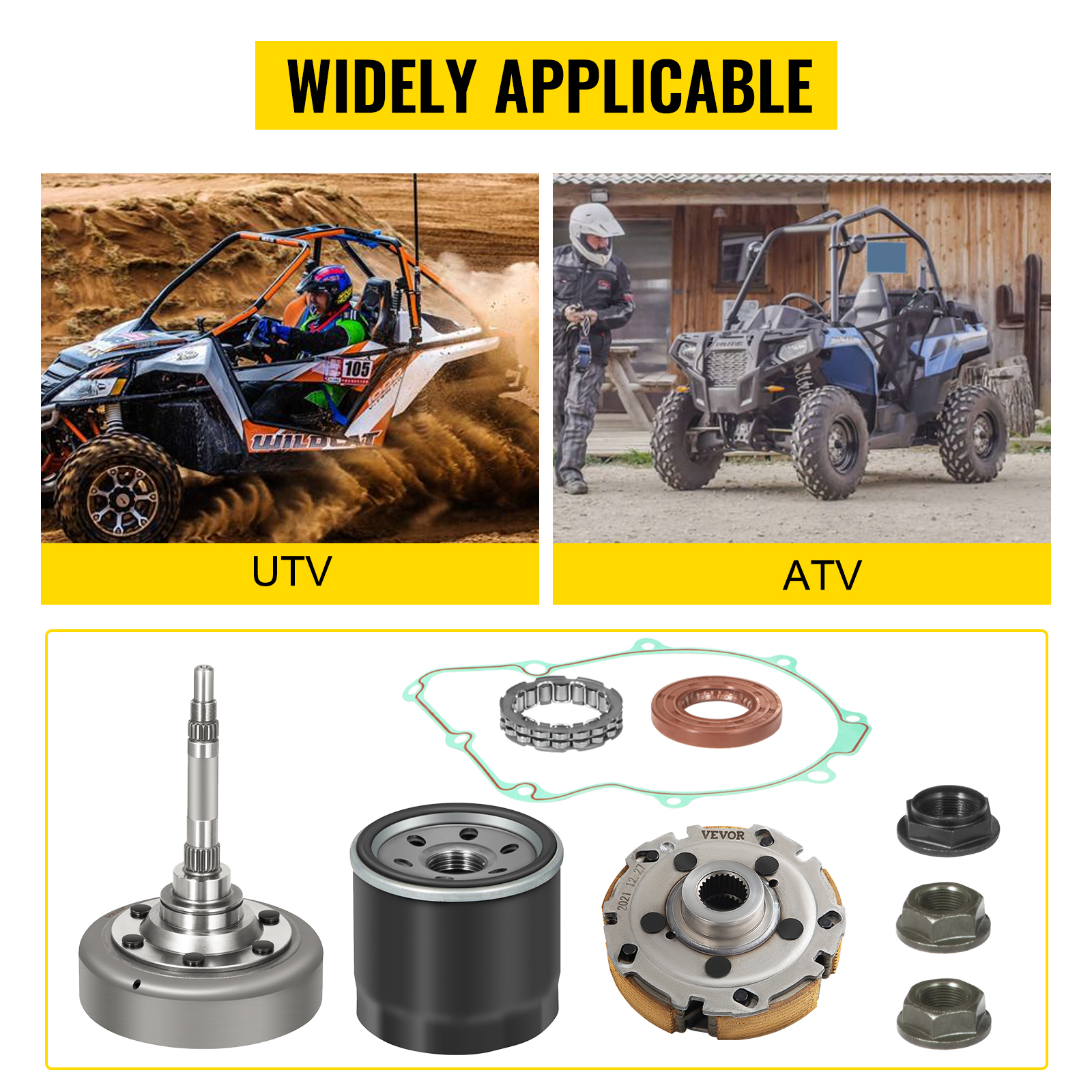 VEVOR Wet Clutch Kits Assembly compatible with UTV ATV 500 700 MSU-500 ...