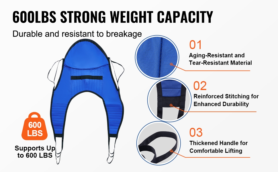 VEVOR Patient Lift Sling with Head Support Large-Size U Shape Divided ...